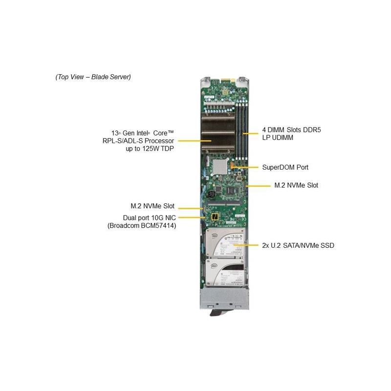 Supermicro MBI-311A-1T2N MicroBlade 6U Barebone Single Intel Core i9-13900E/TE and i9-12900E/TE ...