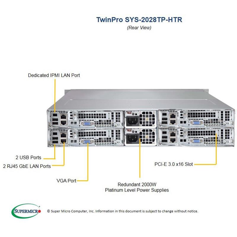 Supermicro SYS-2028TP-HTR Twin Barebone Dual CPU, 4-Node | Wiredzone
