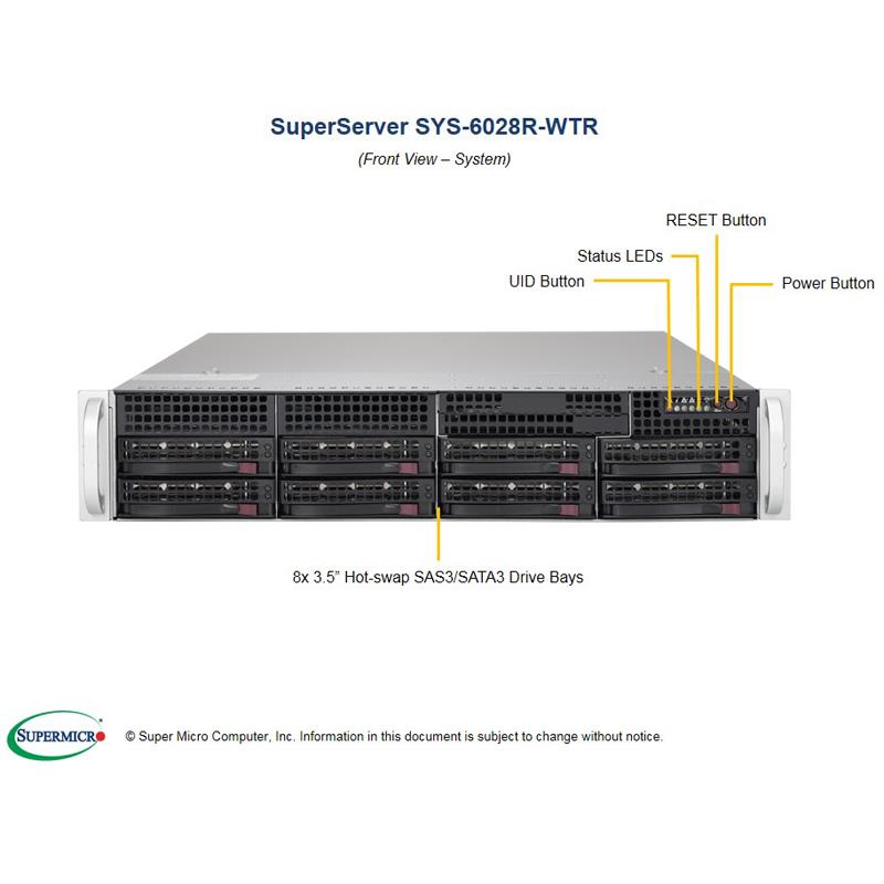 Supermicro SYS-6028R-WTR 2U Barebone Dual Intel Processor | Wiredzone