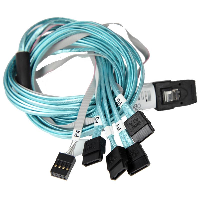 Supermicro CBL-0294L 27.5in, iPass to 4 SATA Cable, w/ SideBand ...