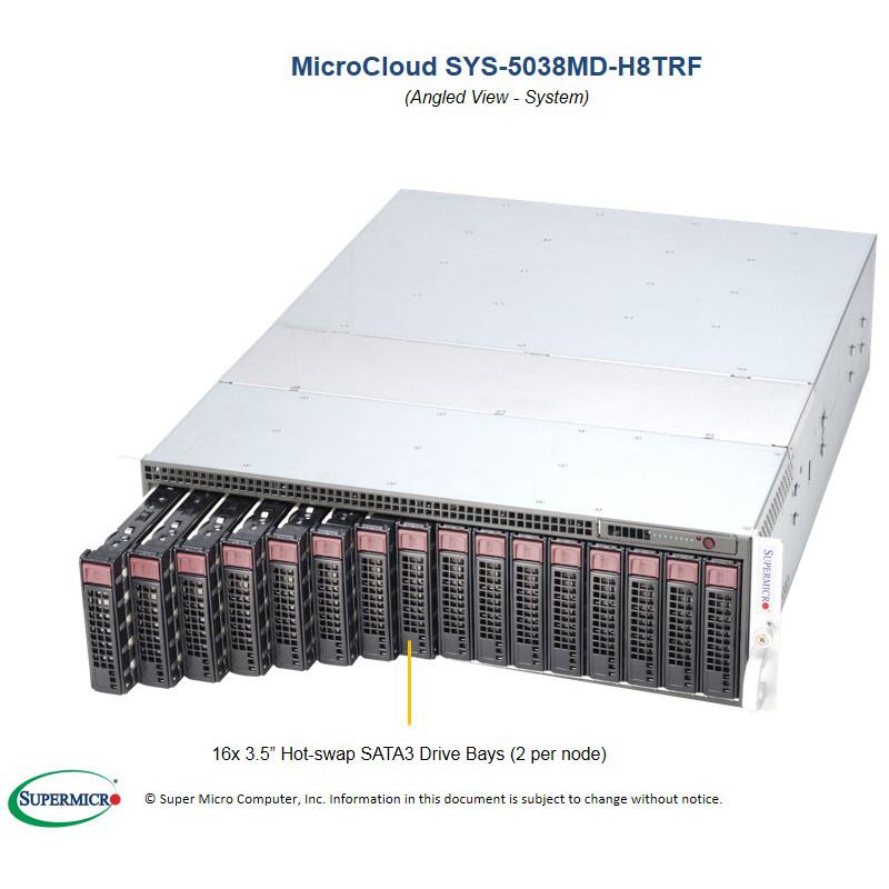 Supermicro SYS-5038MD-H8TRF MicroCloud Barebone Single CPU, 8-Node ...